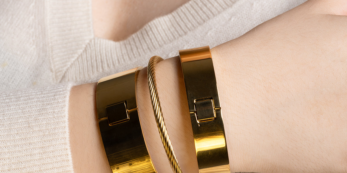 Bracelet Jonc Océane (Acier doré) – Zag Bijoux