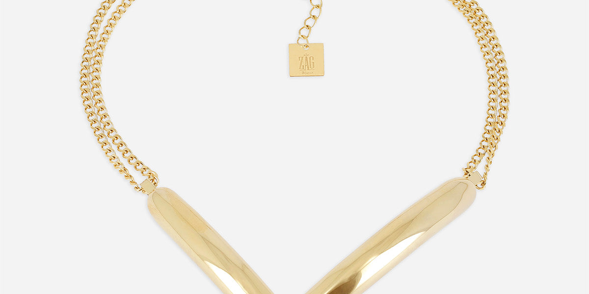Collier Jonc Nelson (Acier doré) – Zag Bijoux
